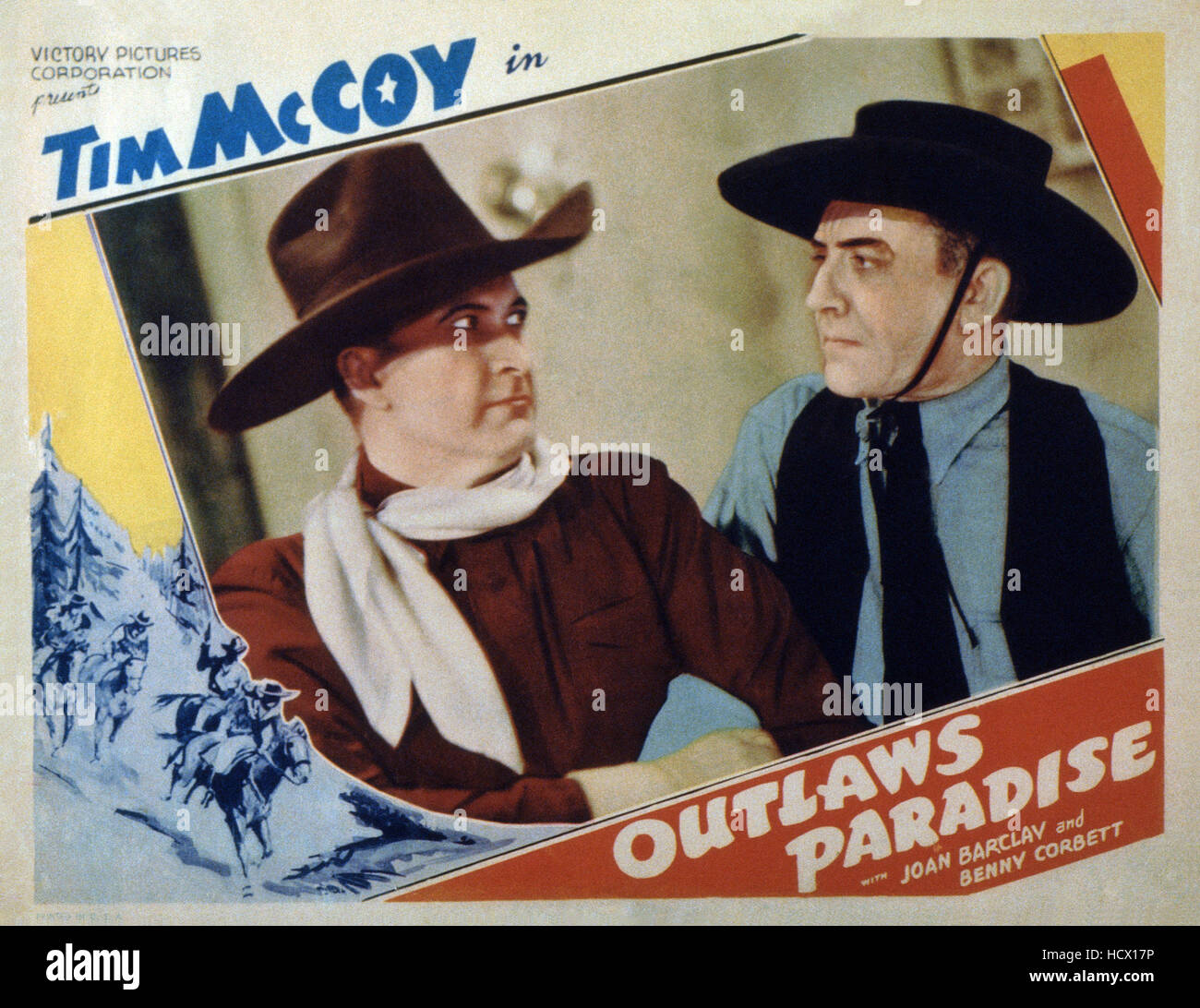OUTLAWS' PARADISE, US lobbycard, Tim McCoy (left), 1939 Stock Photo - Alamy
