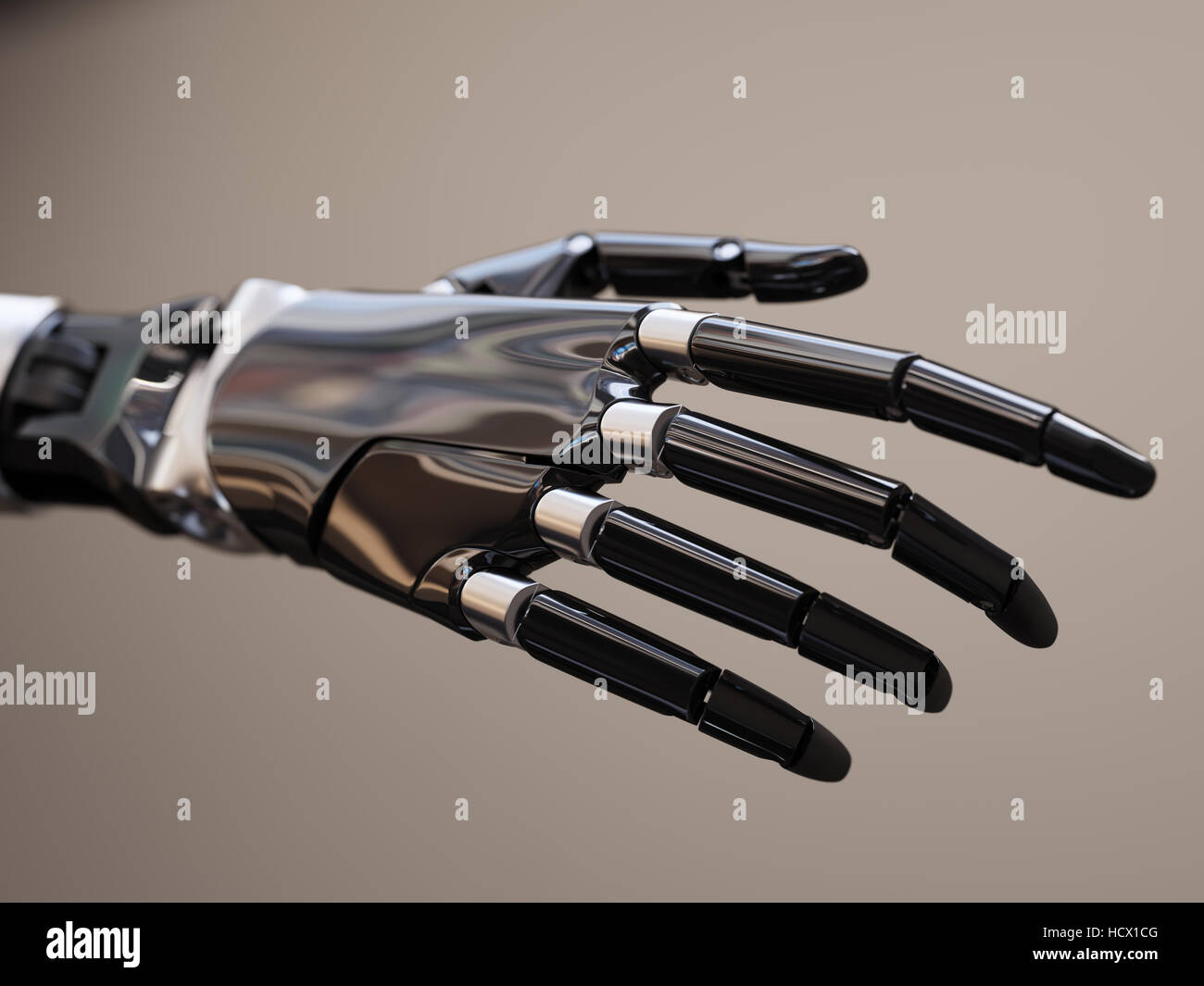 Black Futuristic Cyborg Hand Closeup Concept 3d Illustration Stock ...
