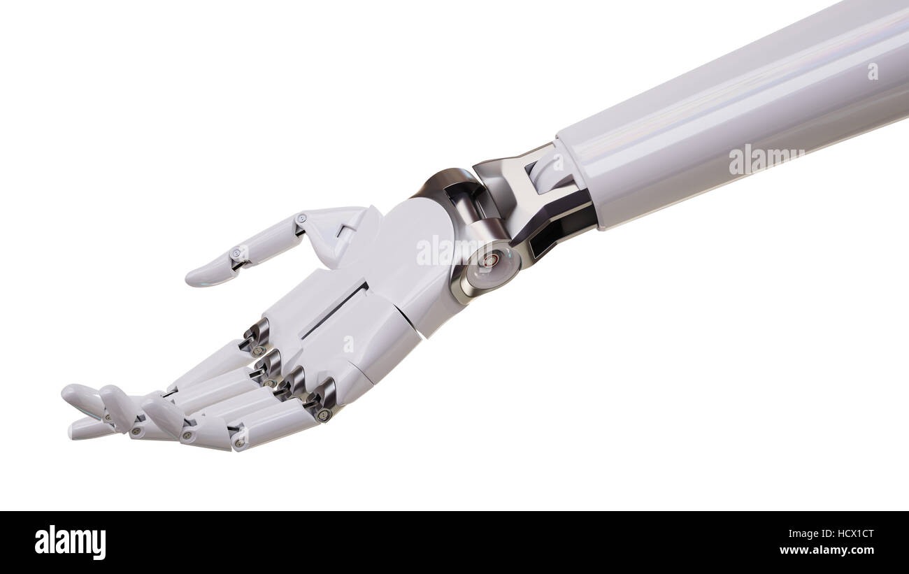 Mechanical Robotic Hand Isolated on White Background 3d Illustration ...