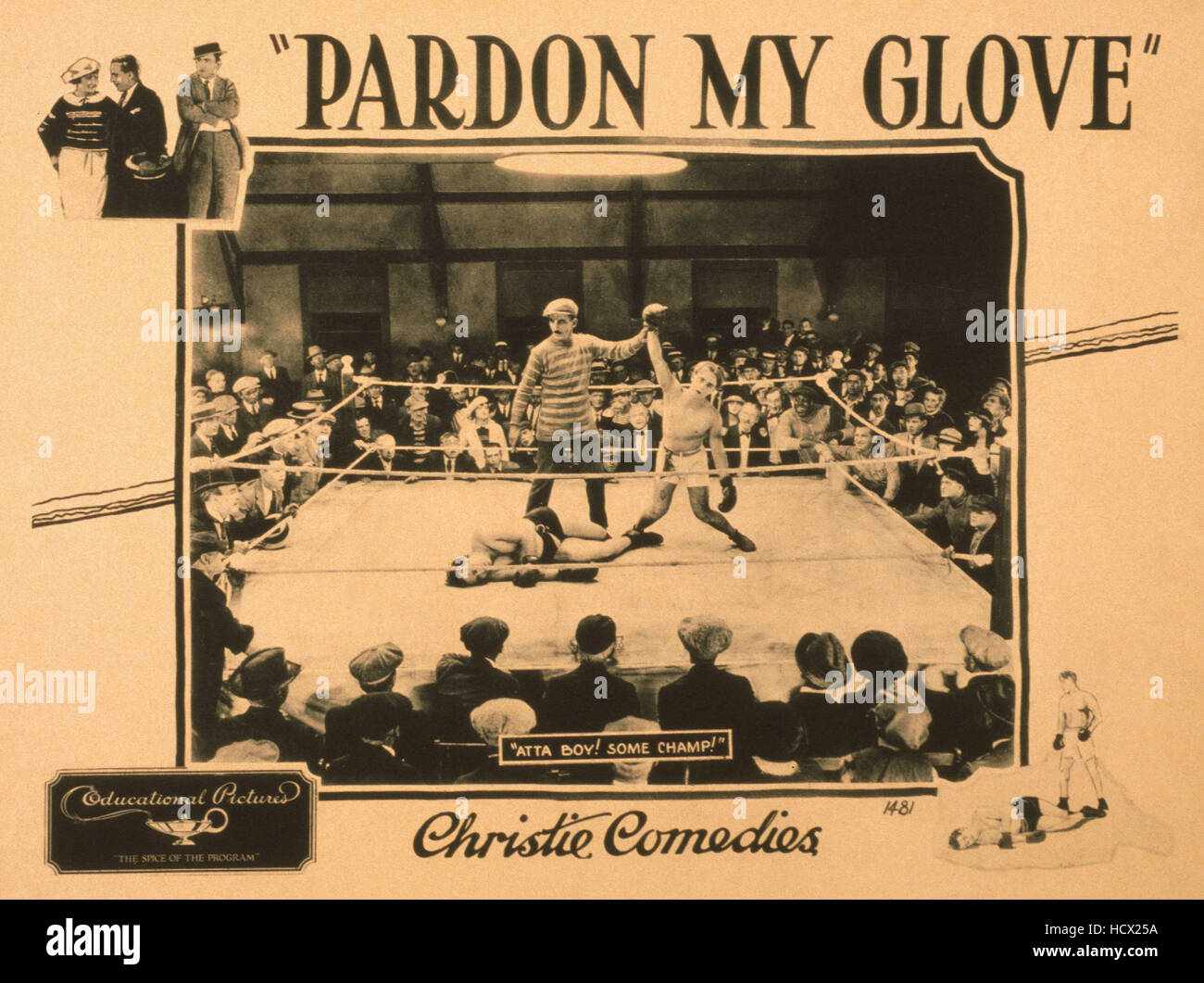 PARDON MY GLOVE, US lobbycard, Bobby Vernon (raised arm), 1922 Stock ...