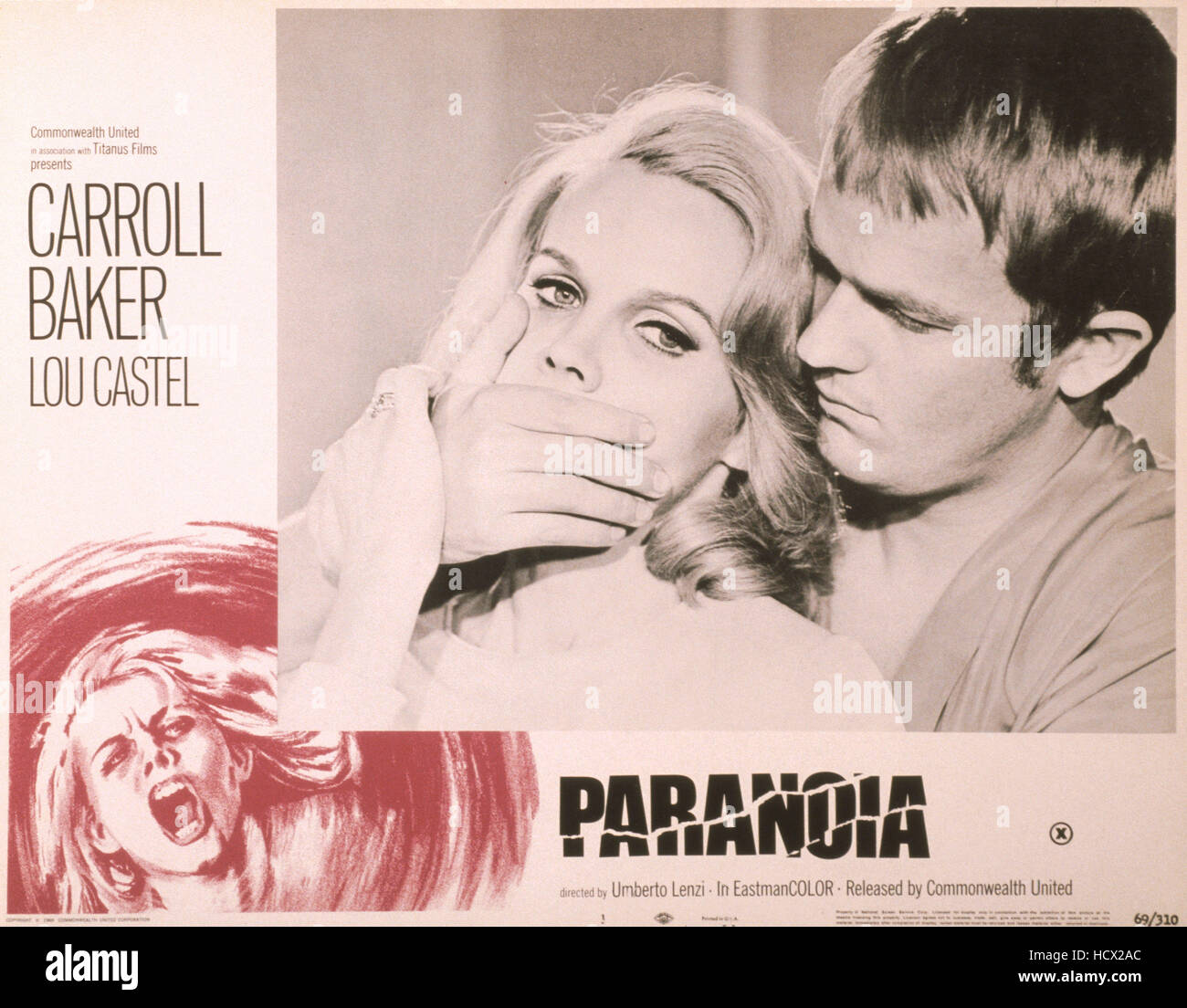PARANOIA, (aka ORGASMO), US lobbycard, from left: Carroll Baker, Lou Castel, 1969 Stock Photo ...
