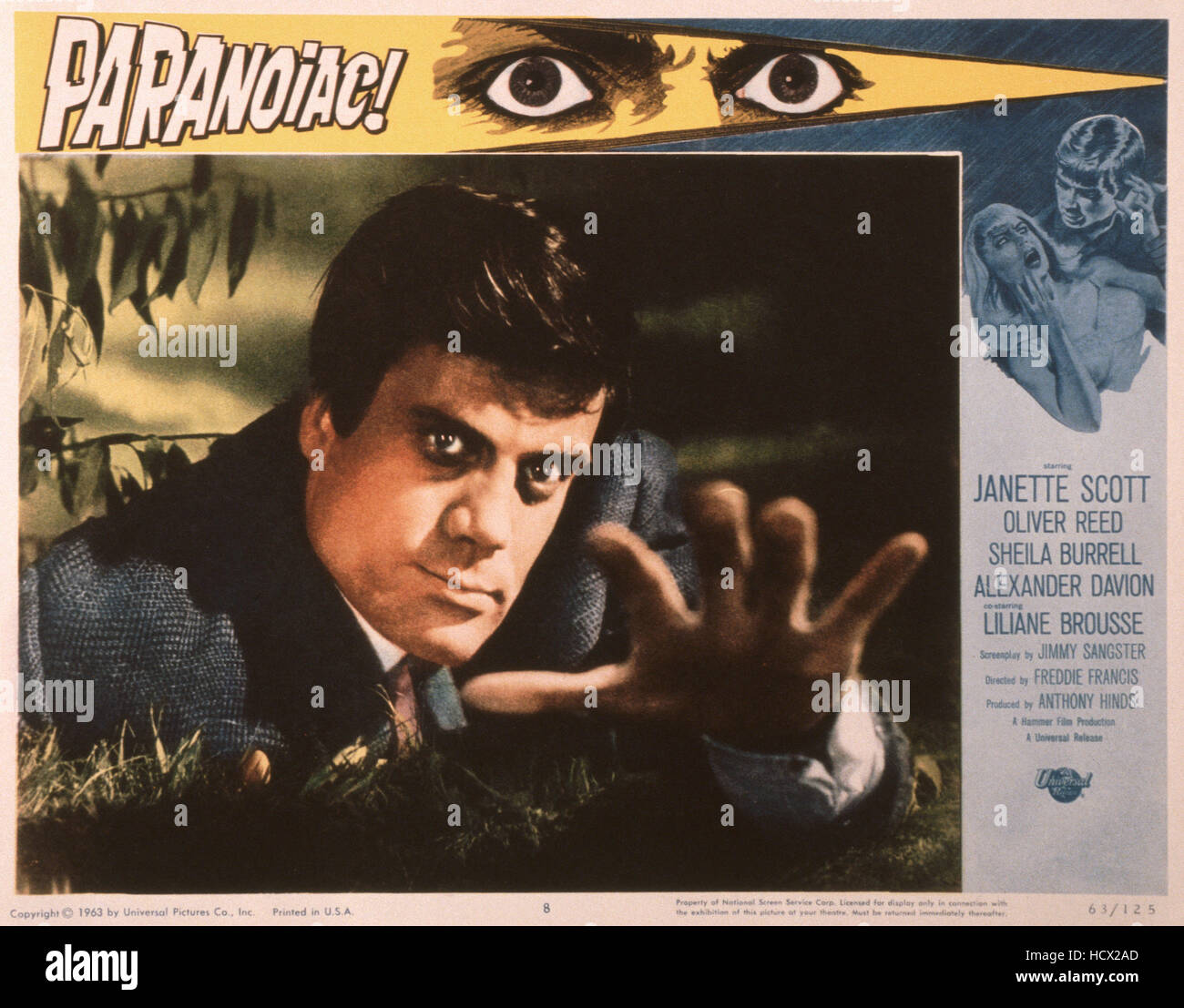PARANOIAC, US poster, Oliver Reed, 1963 Stock Photo - Alamy