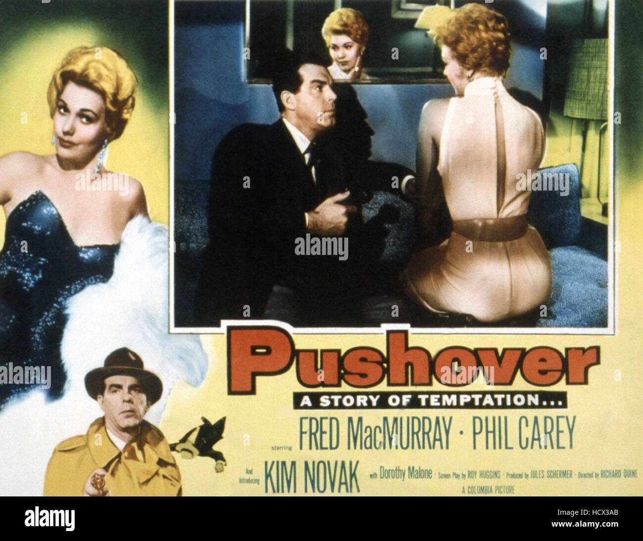 PUSHOVER, Kim Novak (left, right, in reflection), Fred MacMurray ...
