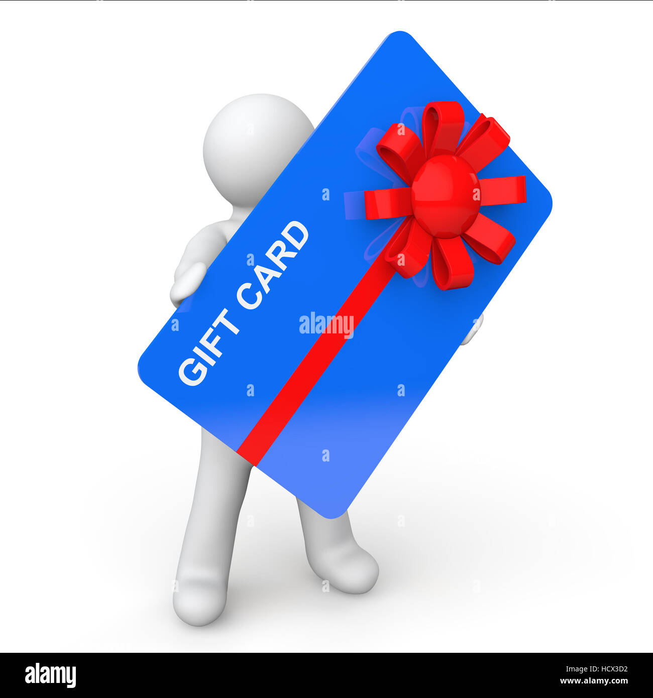 3d man holding gift card Stock Photo - Alamy