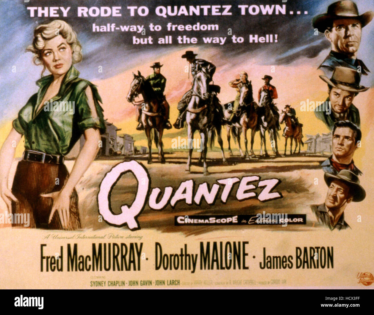 QUANTEZ, Dorothy Malone, Fred MacMurray, Sydney Chaplin, John Larch ...