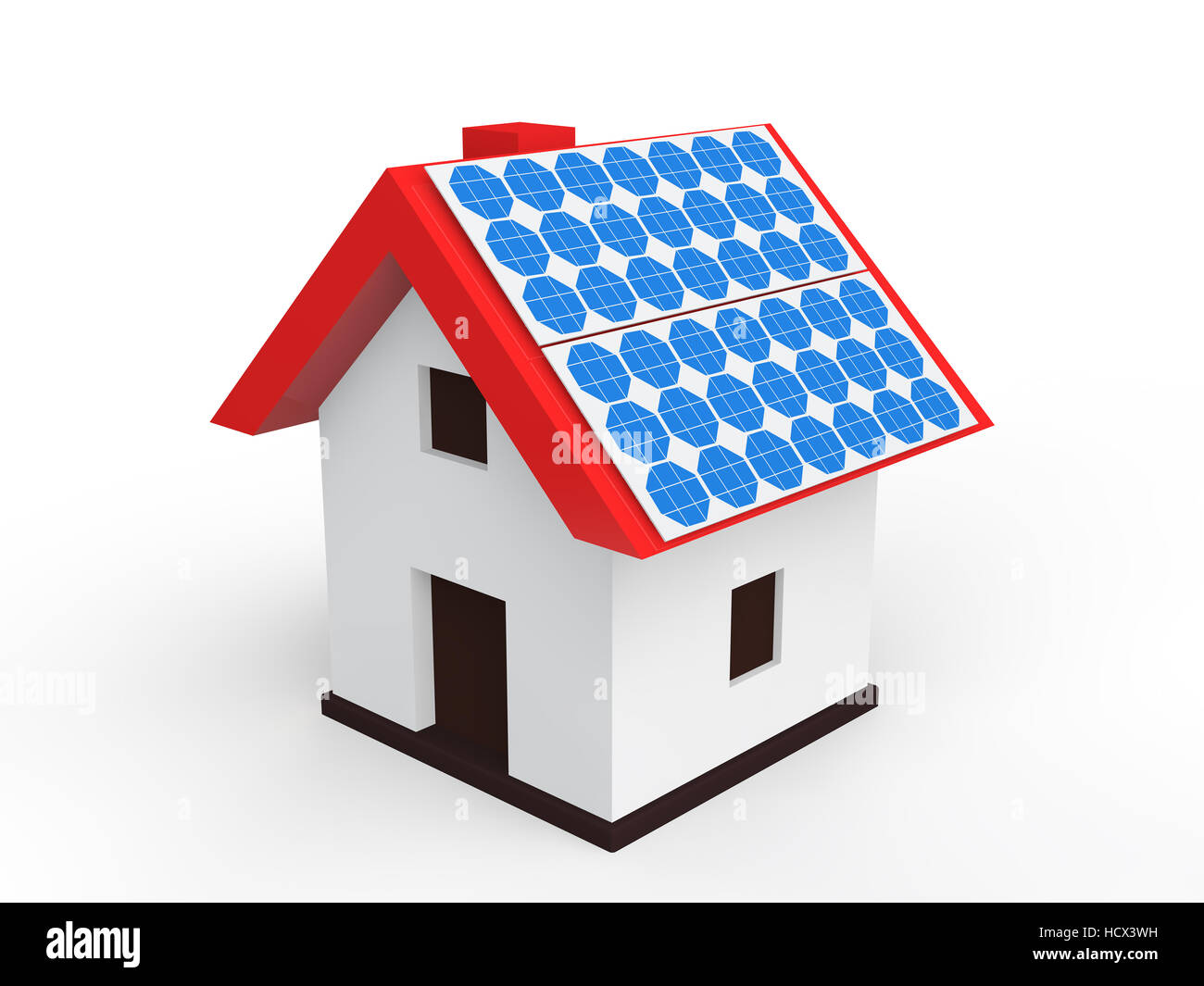 3d house with solar panels Stock Photo - Alamy