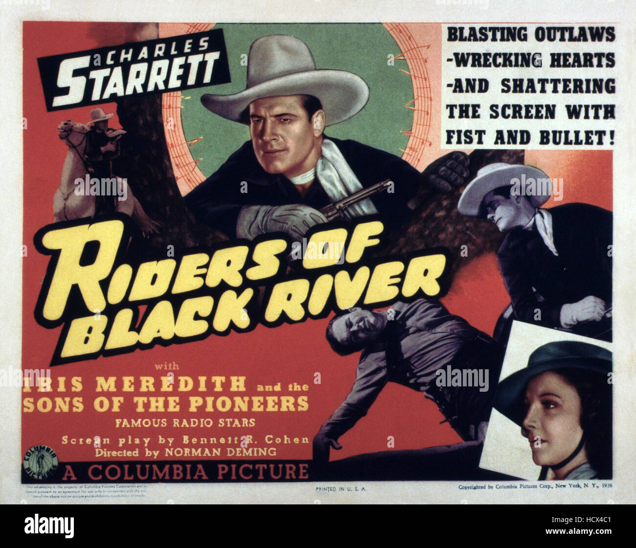 RIDERS OF BLACK RIVER, US lobbycard, Charles Starrett (top), Iris ... RIDERS OF BLACK RIVER, US lobbycard, Charles Starrett (top), Iris ...