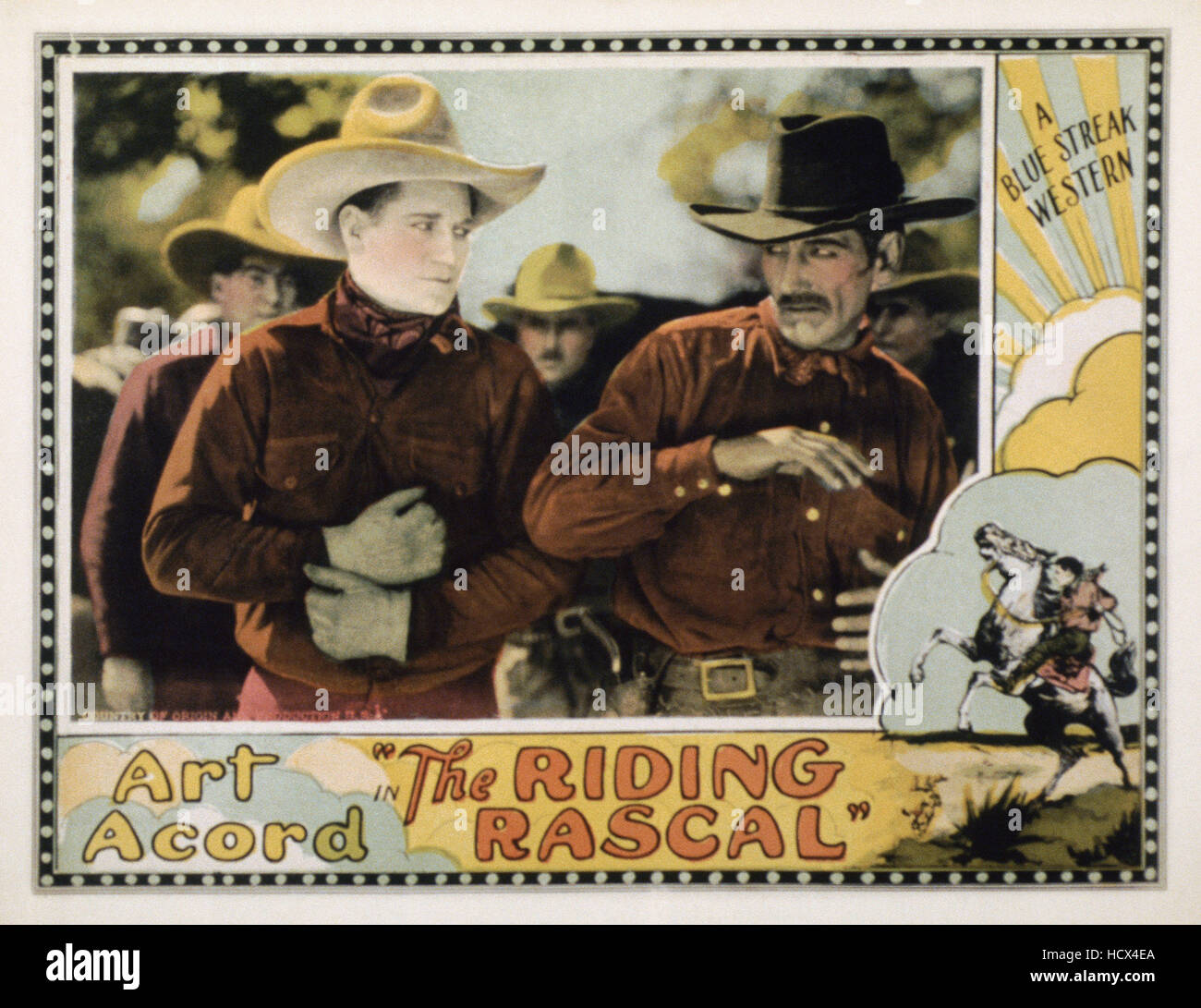 THE RIDING RASCAL, US lobbycard, Art Acord (left), 1926 Stock Photo - Alamy