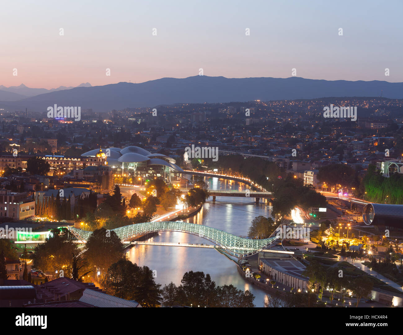 Evening panoramic view of Tbilisi Stock Photo - Alamy