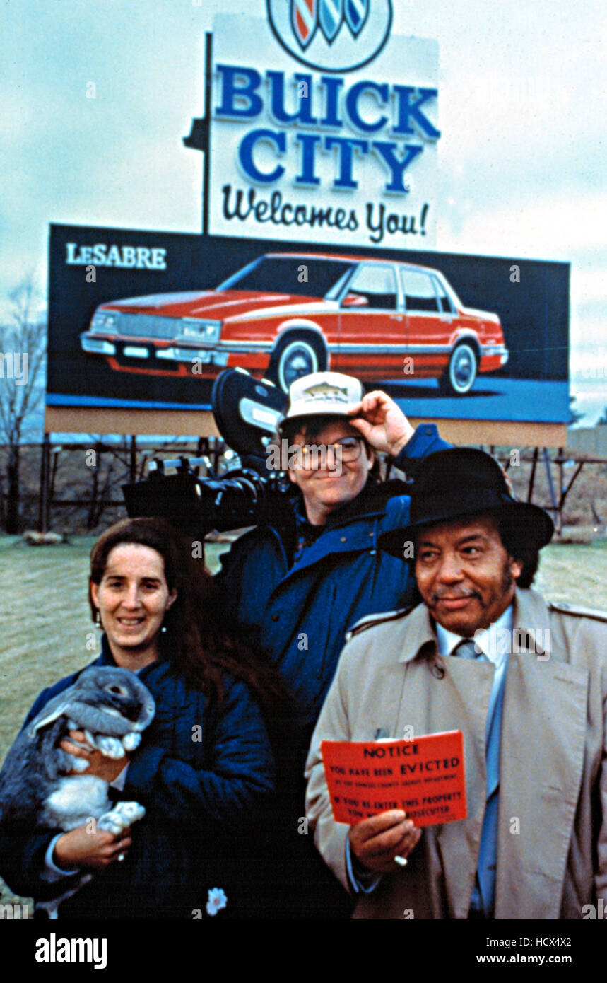 ROGER AND ME, Michael Moore, with Rhonda Britton (Flint's Bunny Lady ...