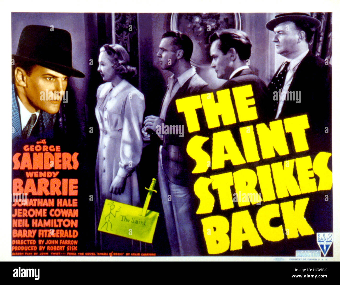 THE SAINT STRIKES BACK, Wendy Barrie, Neil Hamilton, Russell Hopton, James Burke, 1939 Stock ...