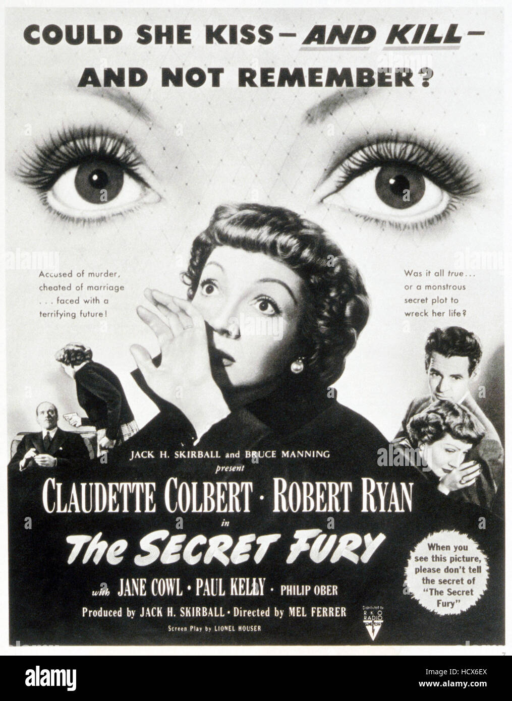 THE SECRET FURY, US poster, Claudette Colbert (center), right from top ...