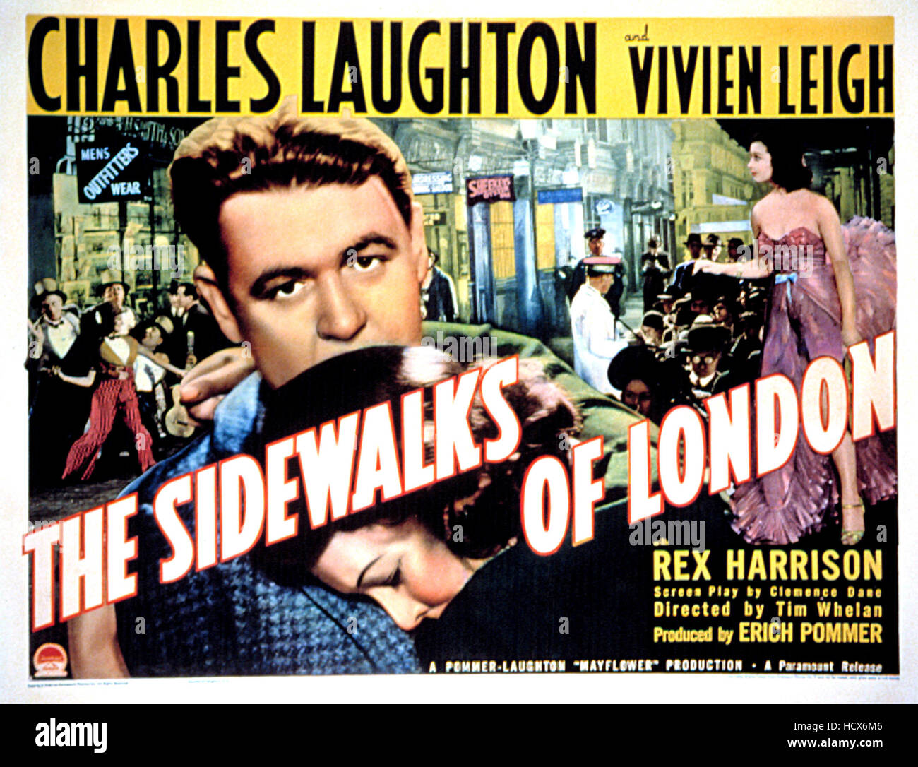 SIDEWALKS OF LONDON, Charles Laughton, Vivien Leigh, 1938 Stock Photo ...