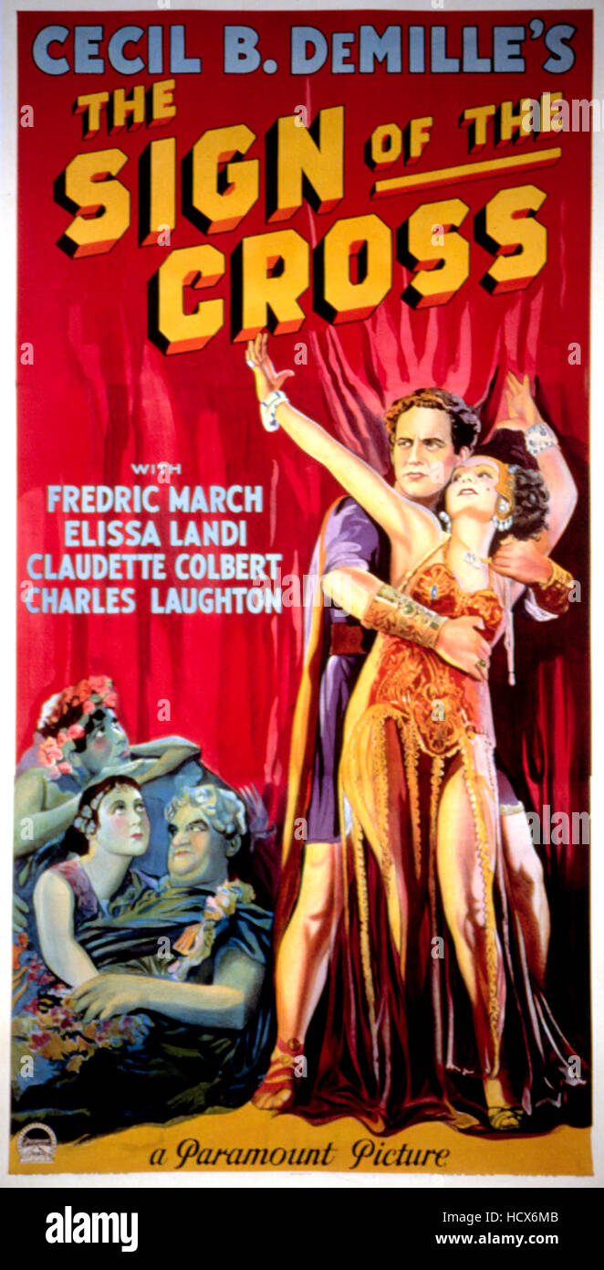 SIGN OF THE CROSS, Fredric March, Claudette Colbert, 1932 Stock Photo ...