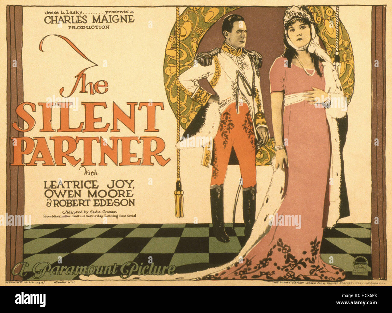 THE SILENT PARTNER, US poster, from left: Owen Moore, Leatrice Joy ...