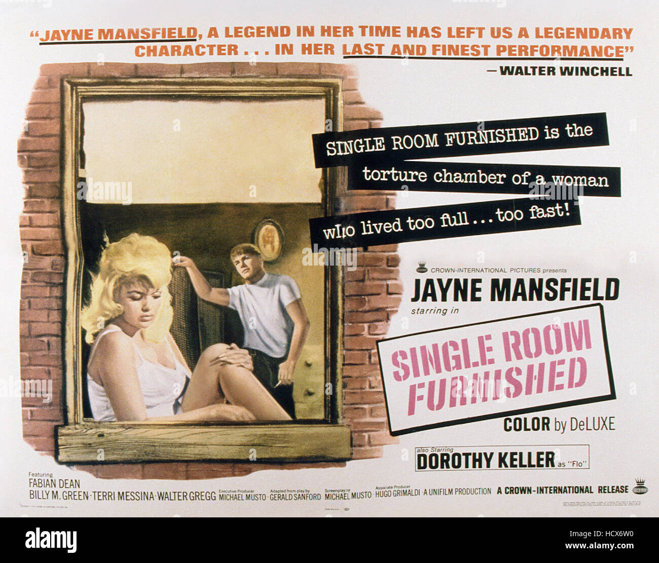 SINGLE ROOM FURNISHED, US lobbycard, Jayne Mansfield, 1966 Stock Photo ...