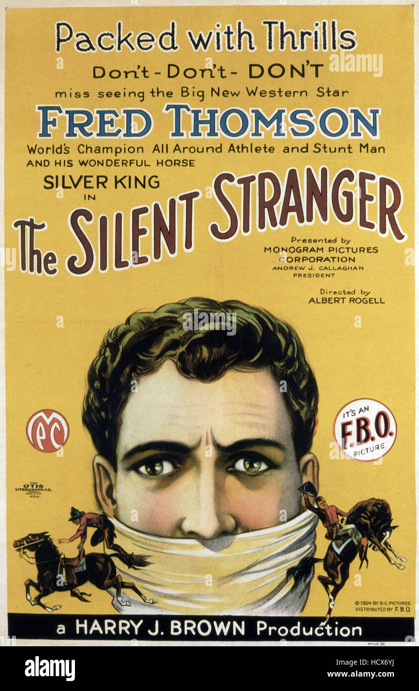 THE SILENT STRANGER, US poster, Fred Thomson, 1924 Stock Photo - Alamy