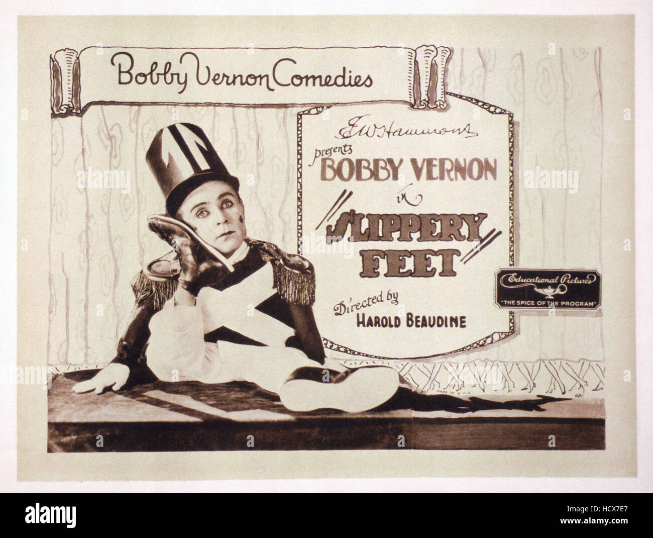 SLIPPERY FEET, US lobbycard, Bobby Vernon, 1925 Stock Photo - Alamy