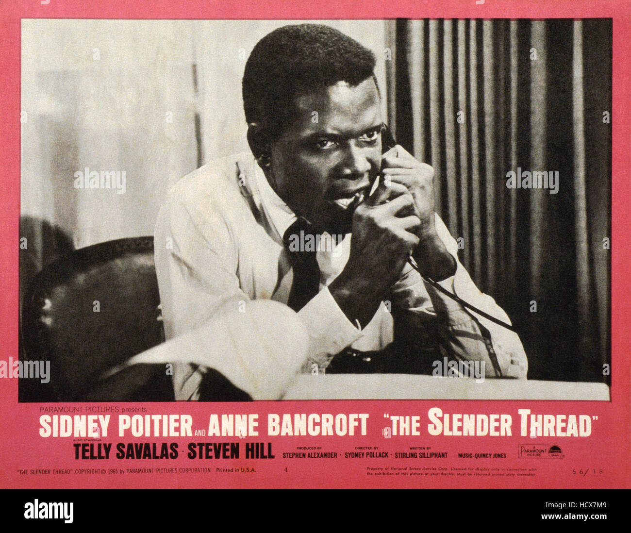 THE SLENDER THREAD, US lobbycard, Sidney Poitier, 1965 Stock Photo - Alamy