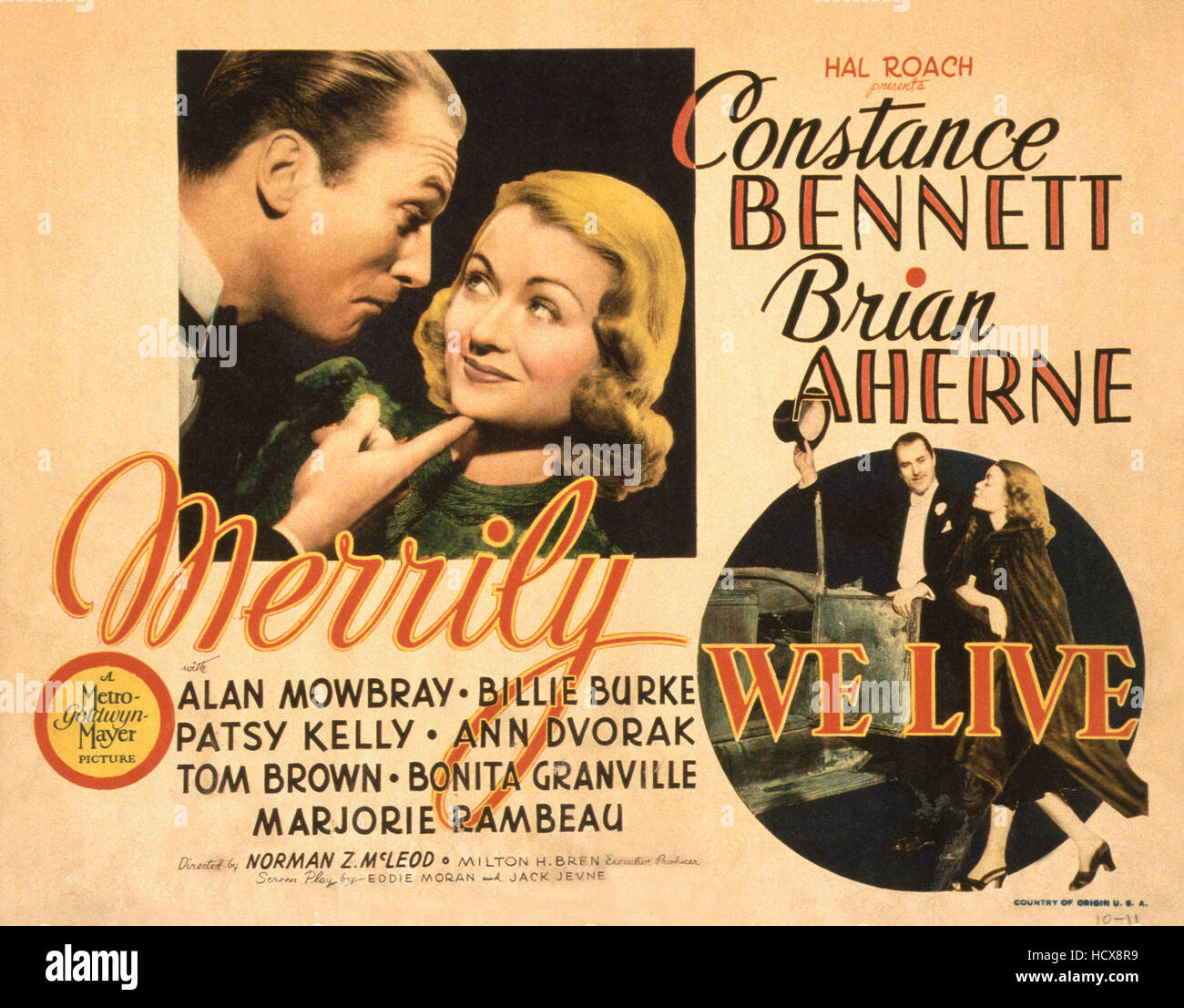 MERRILY WE LIVE, US lobbycard, from left: Brian Aherne, Constance Bennett, 1938 Stock Photo - Alamy