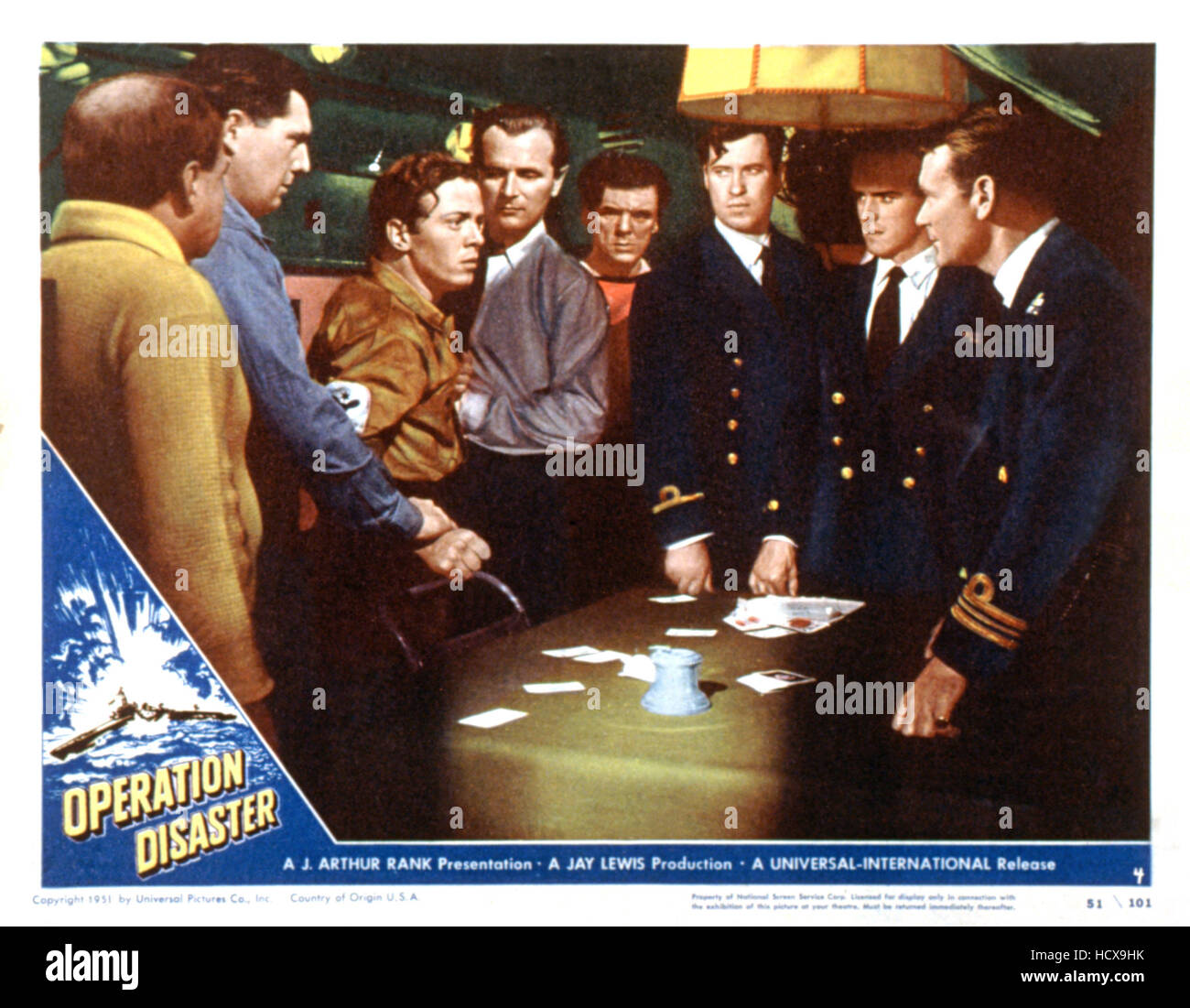 MORNING DEPARTURE, (aka OPERATION DISASTER), US lobbycard, from left ...