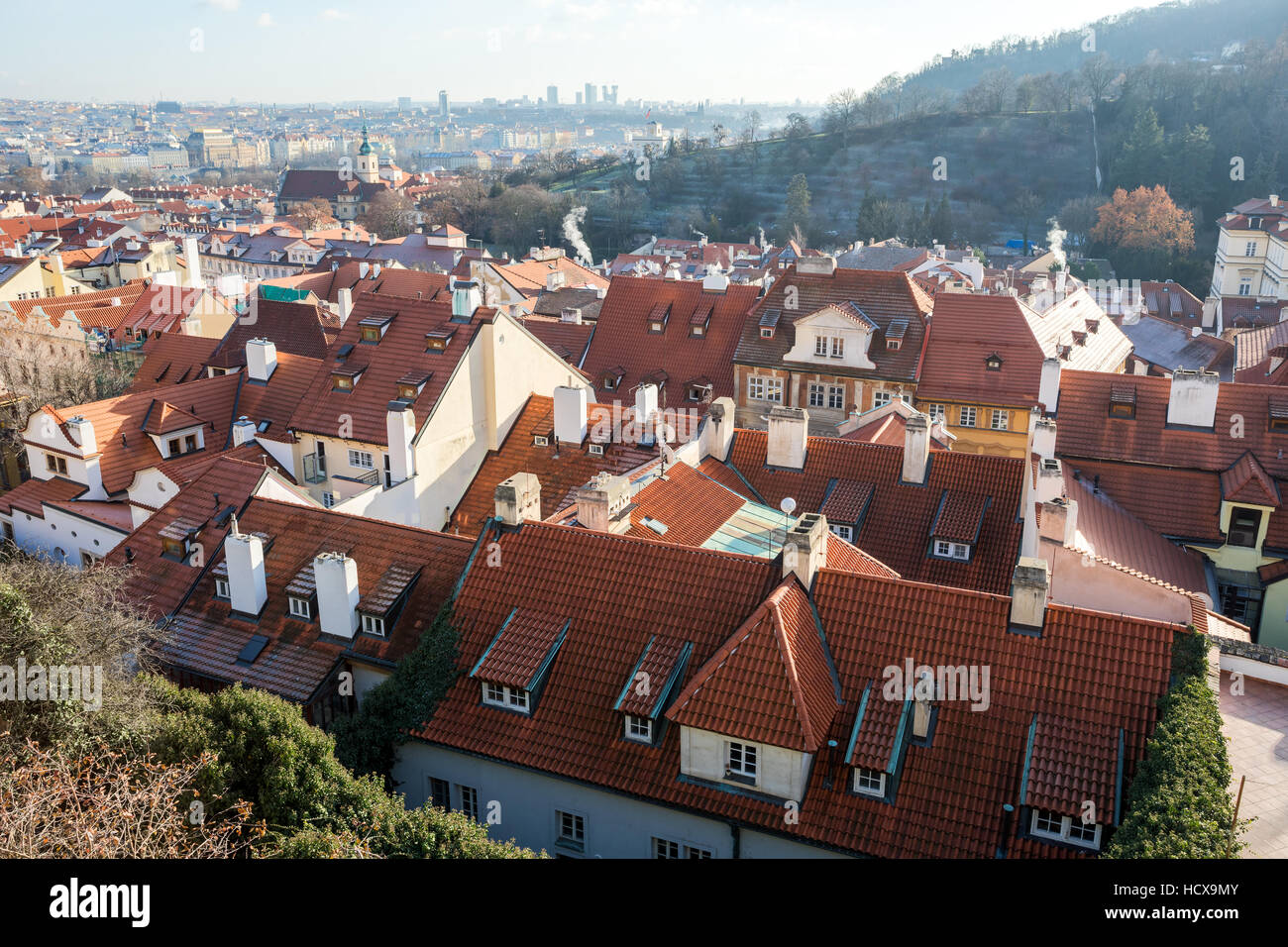 December advent Prague cityscape photo, view from prague castle hill in ...