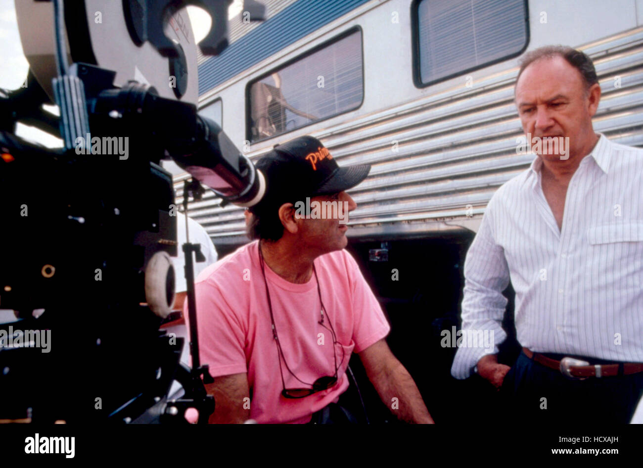 NARROW MARGIN, director Peter Hyams, Gene Hackman, on set, 1990 ...