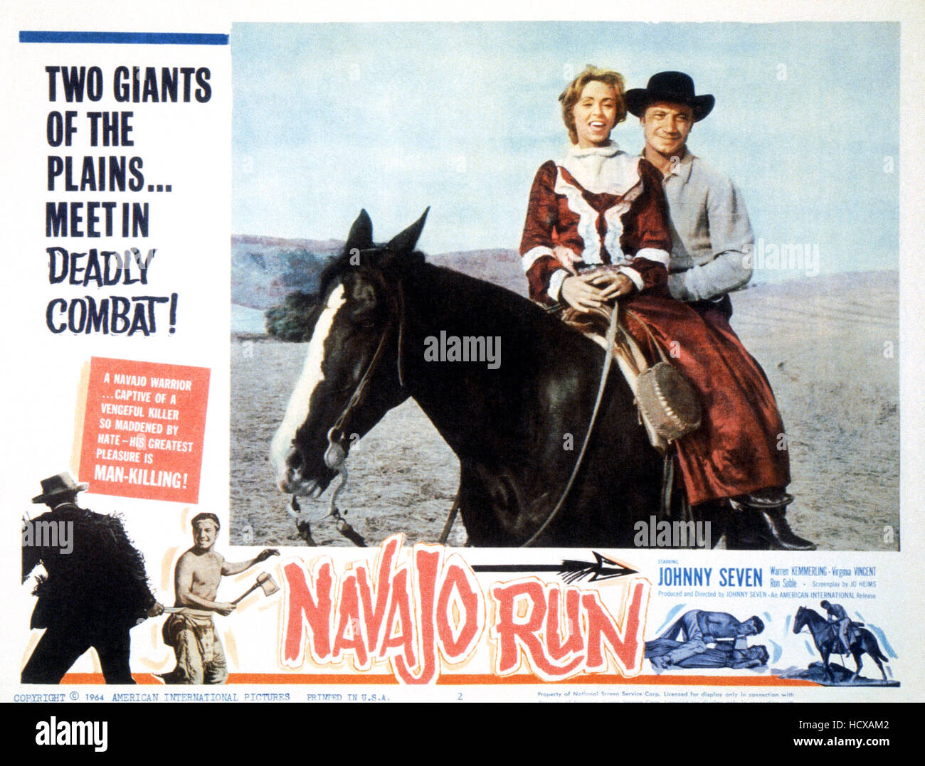 NAVAJO RUN, US lobbycard, from left: Virginia Vincent, Johnny Seven ...