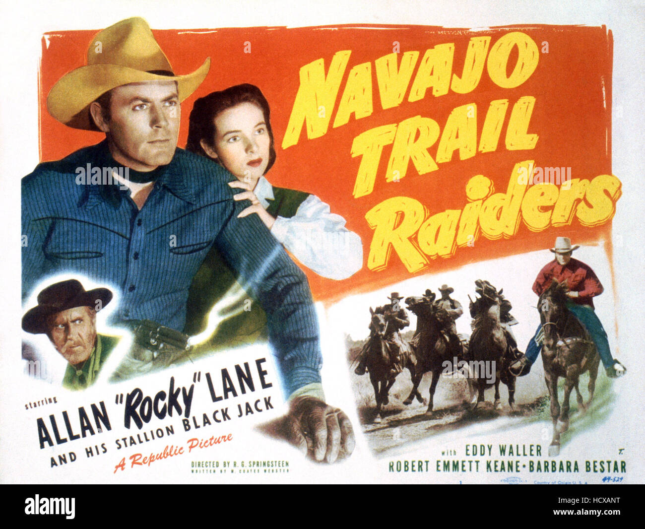 Navajo Trail Raiders Left From Front Eddy Waller Allan Lane Barbara Bestar 1949 Stock