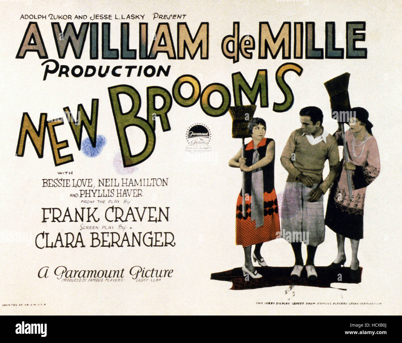 NEW BROOMS, US lobbycard, from left, Bessie Love, Neil Hamilton ...