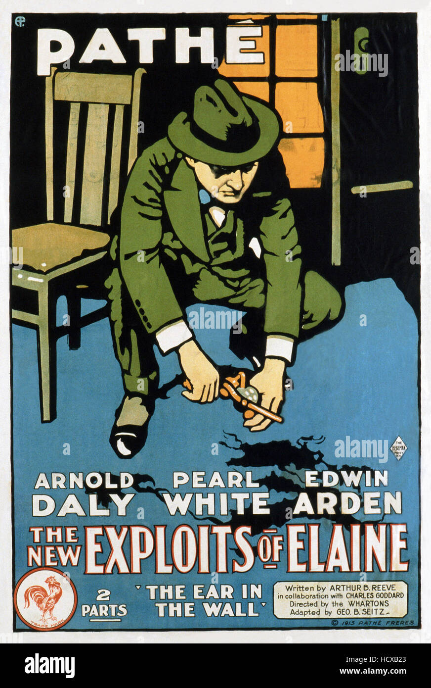 THE NEW EXPLOITS OF ELAINE, US poster, 'The Ear in the Wall,' 1915 ...