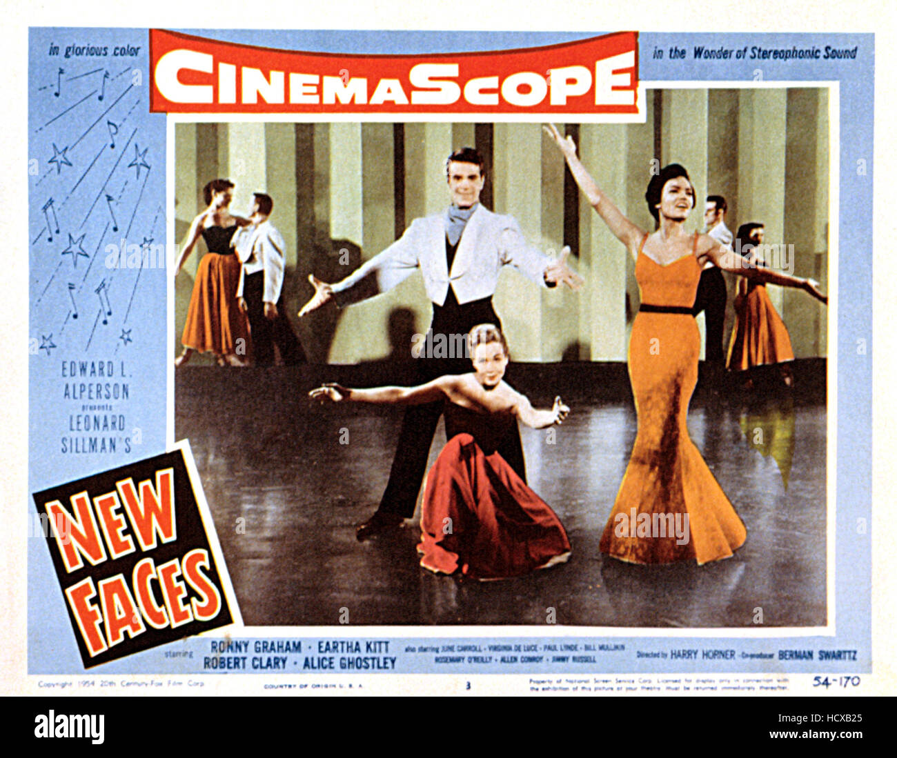 NEW FACES, Ronny Graham, Virginia deLuce, Eartha Kitt, 1954 Stock Photo ...