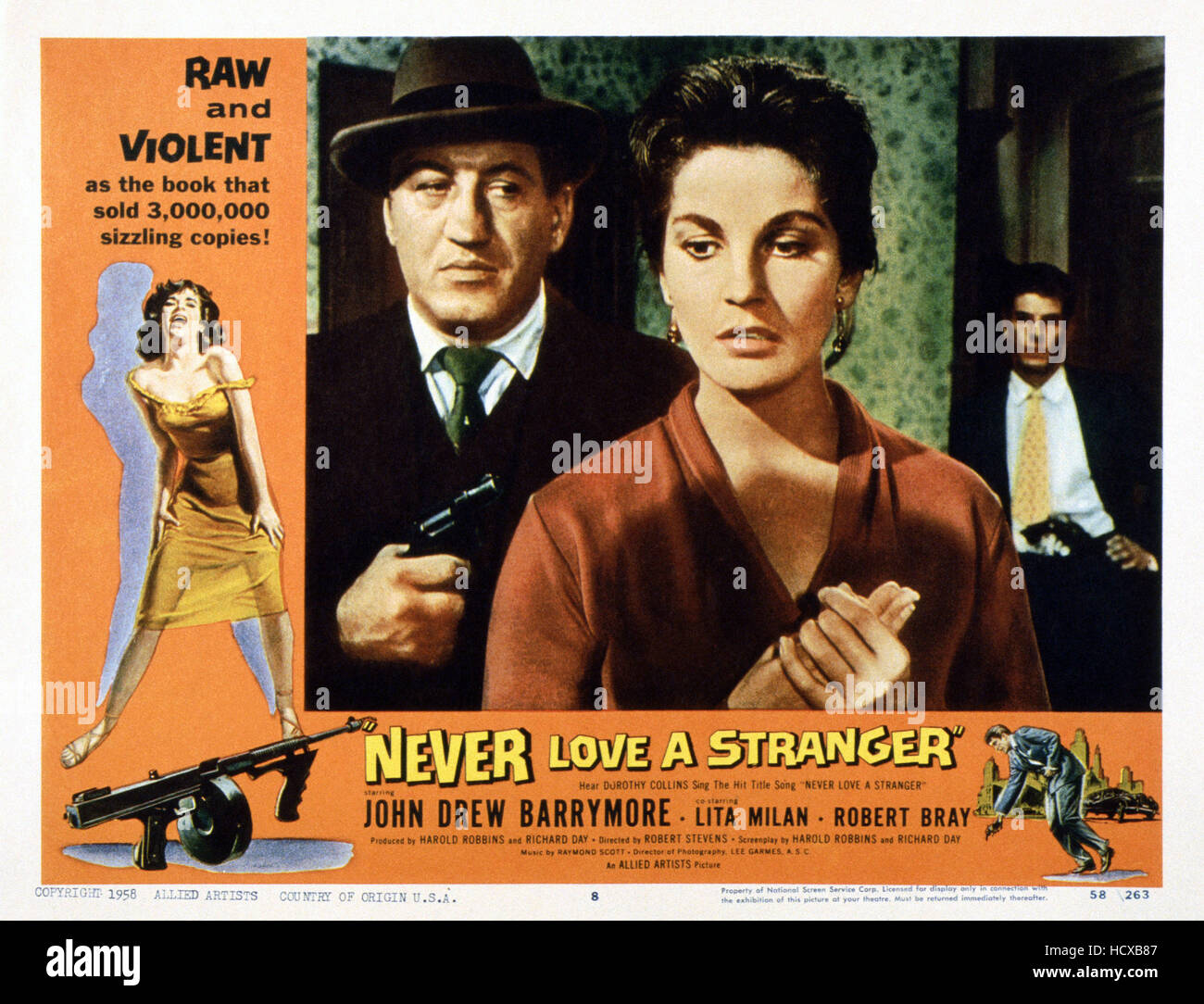 NEVER LOVE A STRANGER, US lobbycard, Lita MIlan, 1958 Stock Photo - Alamy