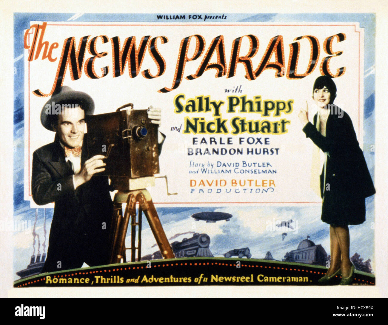 NEWS PARADE, US lobbycard, from left, Nick Stuart, Sally Phipps, 1928 ...