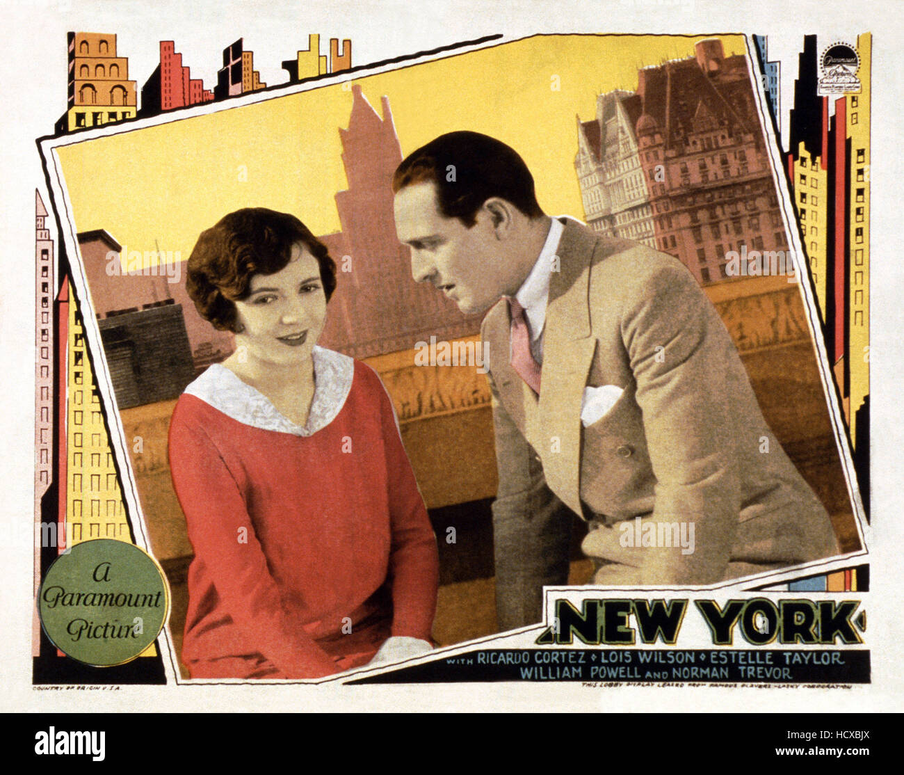 NEW YORK, US lobbycard, from left: Lois Wilson, Ricardo Cortez, 1927 ...
