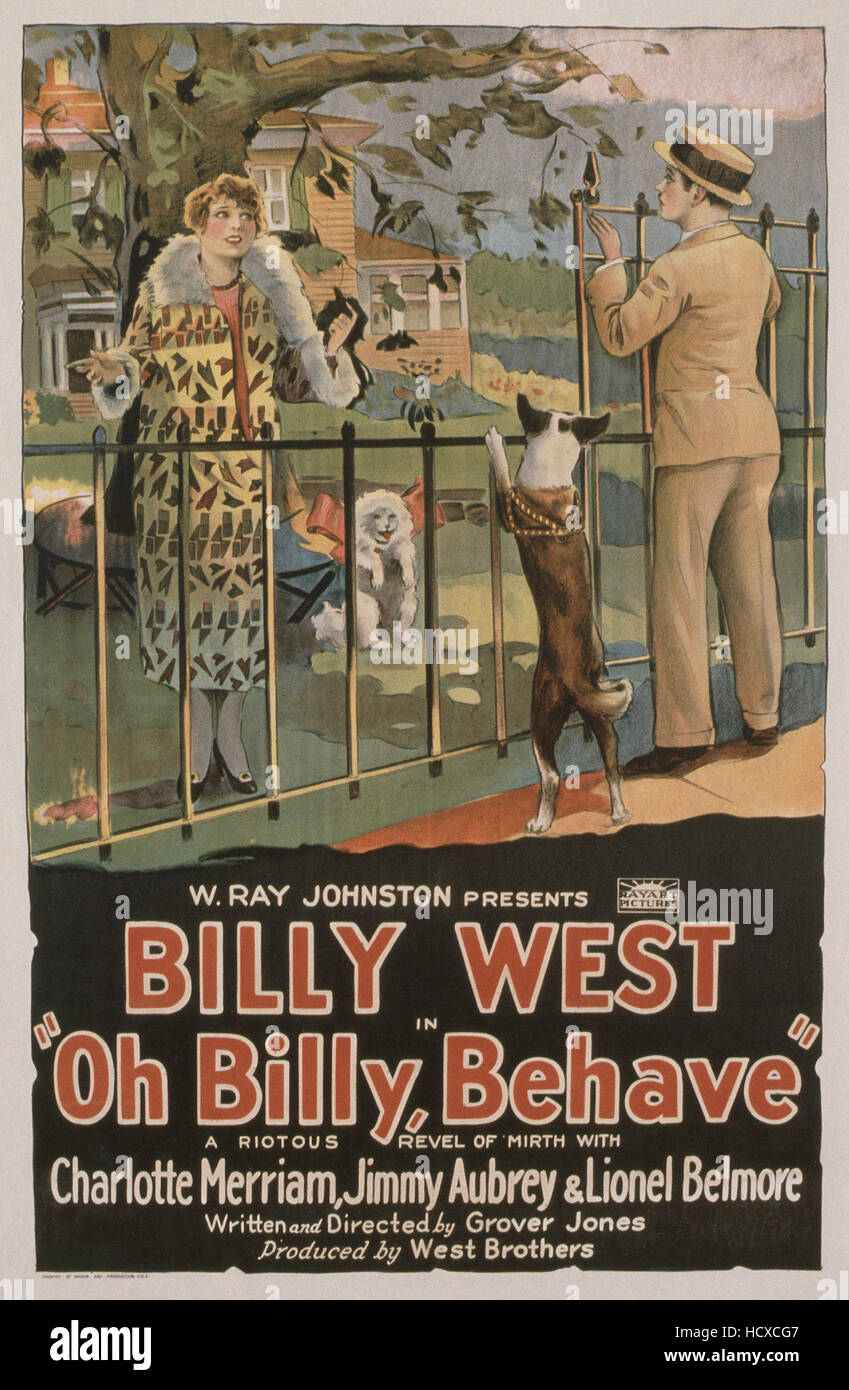 OH BILLY, BEHAVE, US poster, Charlotte Merriam (left), 1926 Stock Photo ...