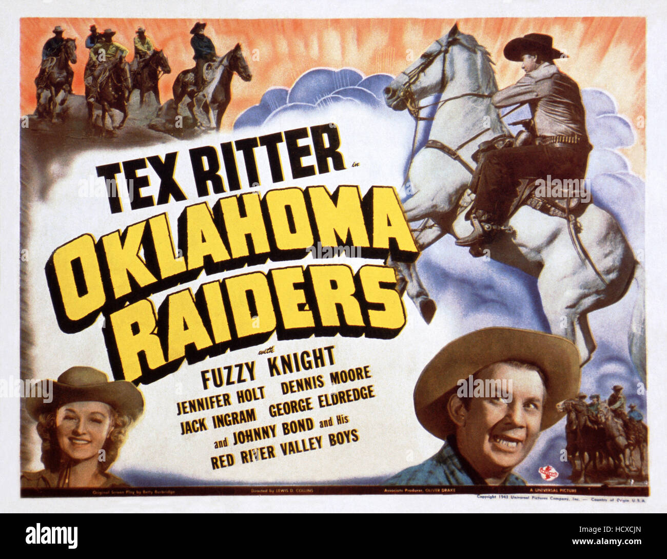 OKLAHOMA RAIDERS, US lobbycard, Jennifer Holt (bottom left), Fuzzy ...