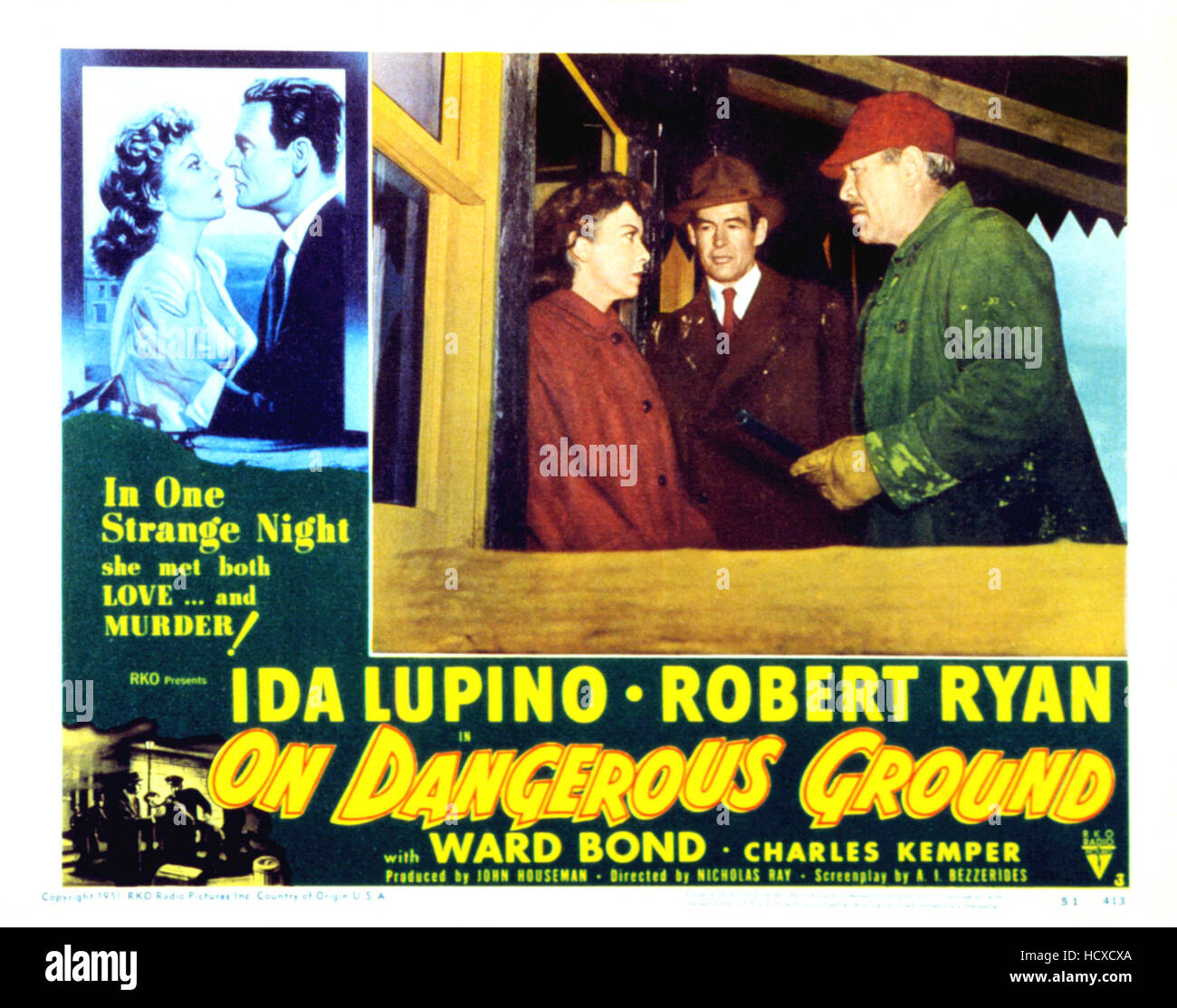 ON DANGEROUS GROUND, Ida Lupino, Robert Ryan, Ward Bond, 1951 Stock ...
