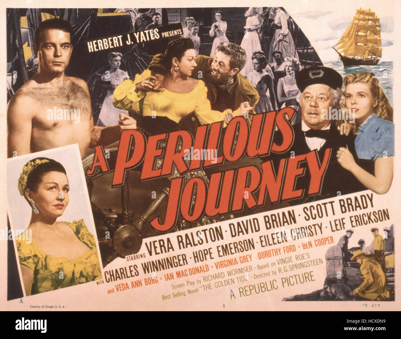A PERILOUS JOURNEY, US poster, left from top: Scott Brady, Vera Ralston ...