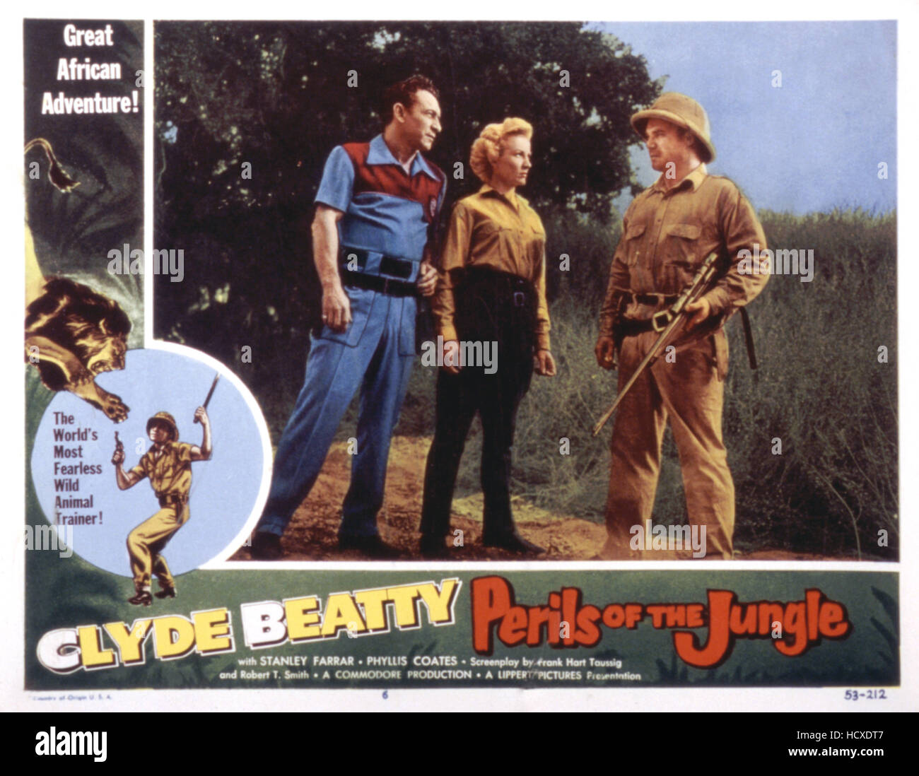 PERILS OF THE JUNGLE, Clyde Beatty, Phyllis Coates, Stanley Farrar ...