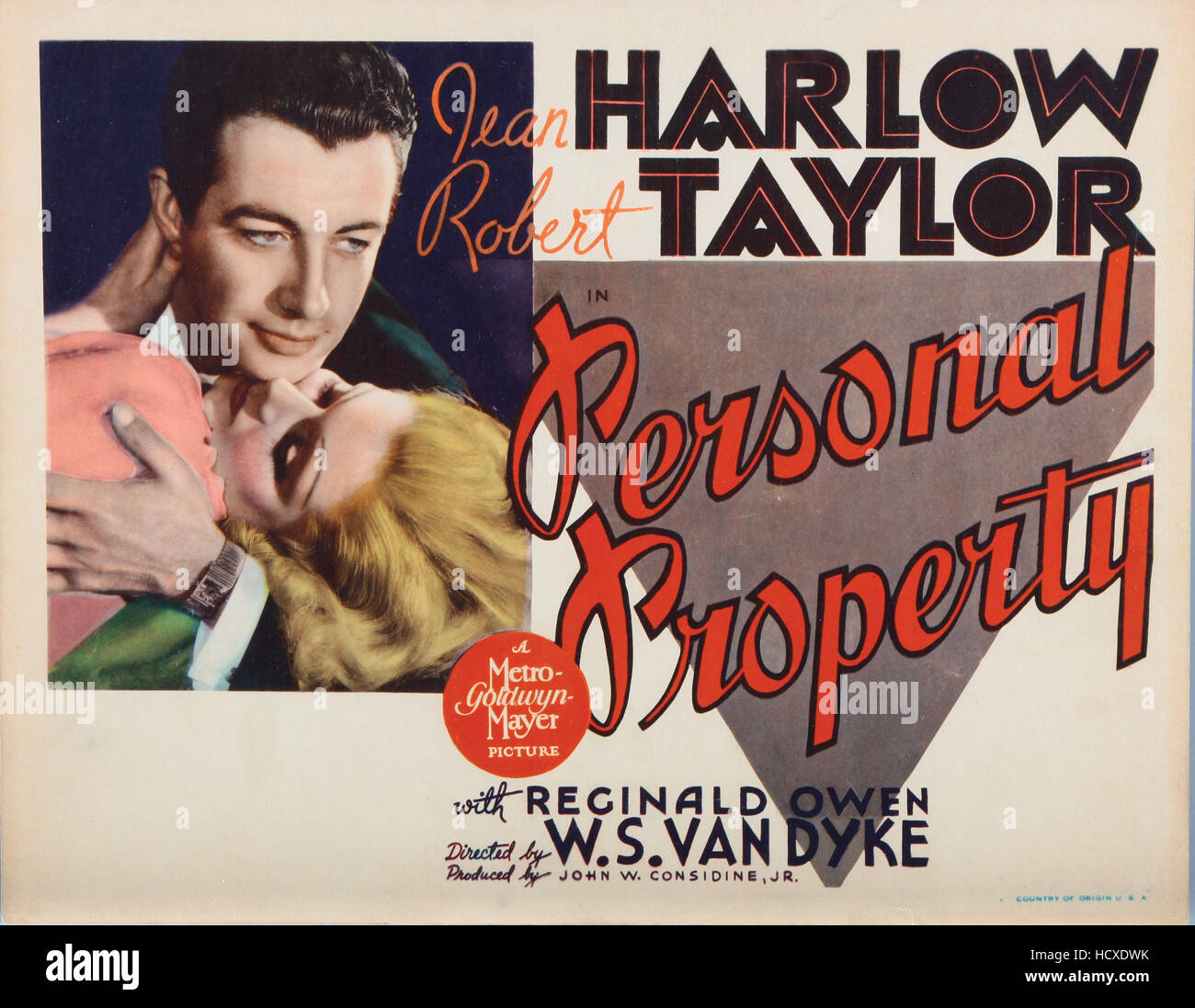 PERSONAL PROPERTY, Jean Harlow, Robert Taylor, 1937 Stock Photo - Alamy