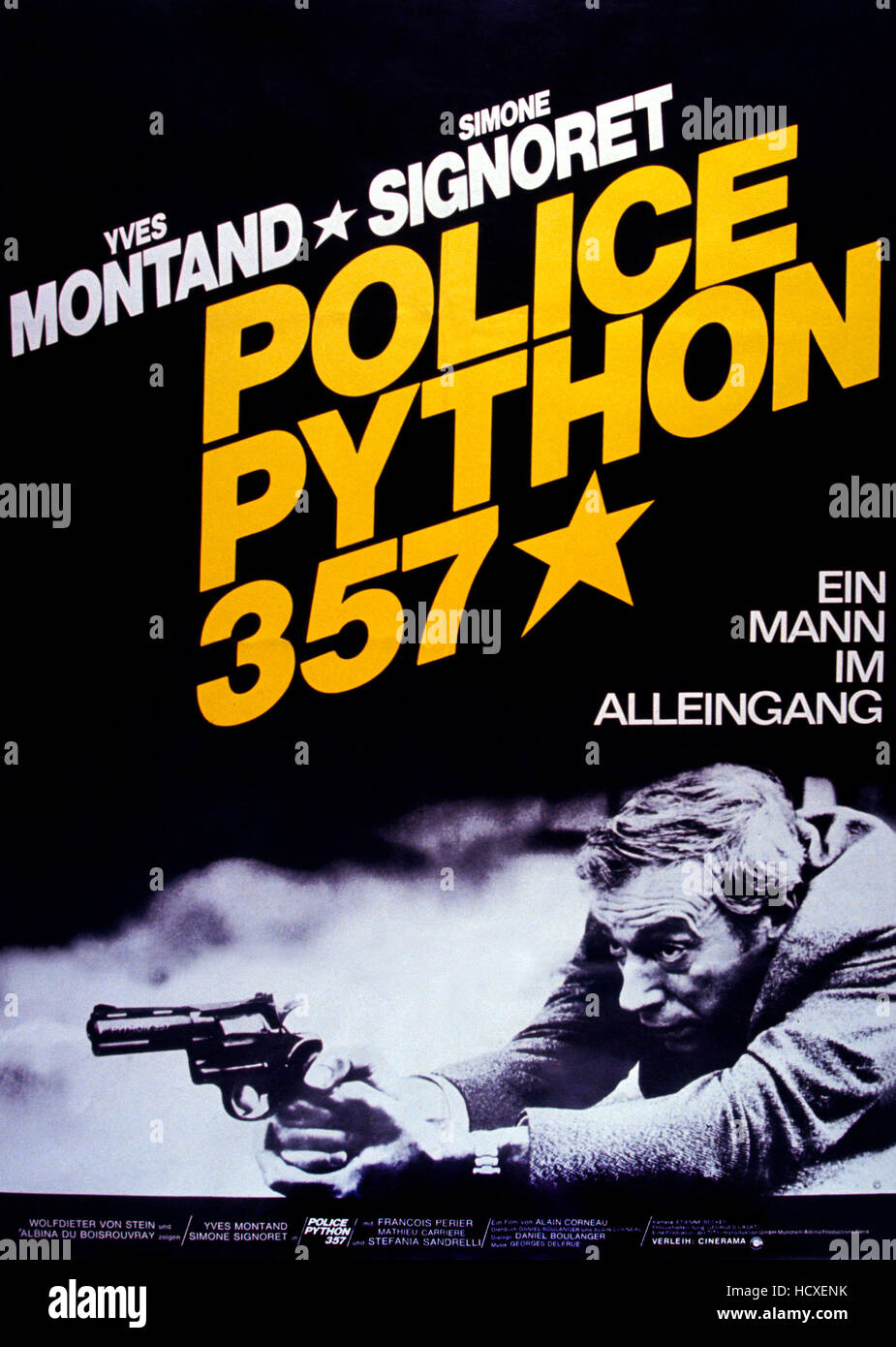 POLICE PYTHON 357, German poster, Yves Montand, 1976 Stock Photo - Alamy