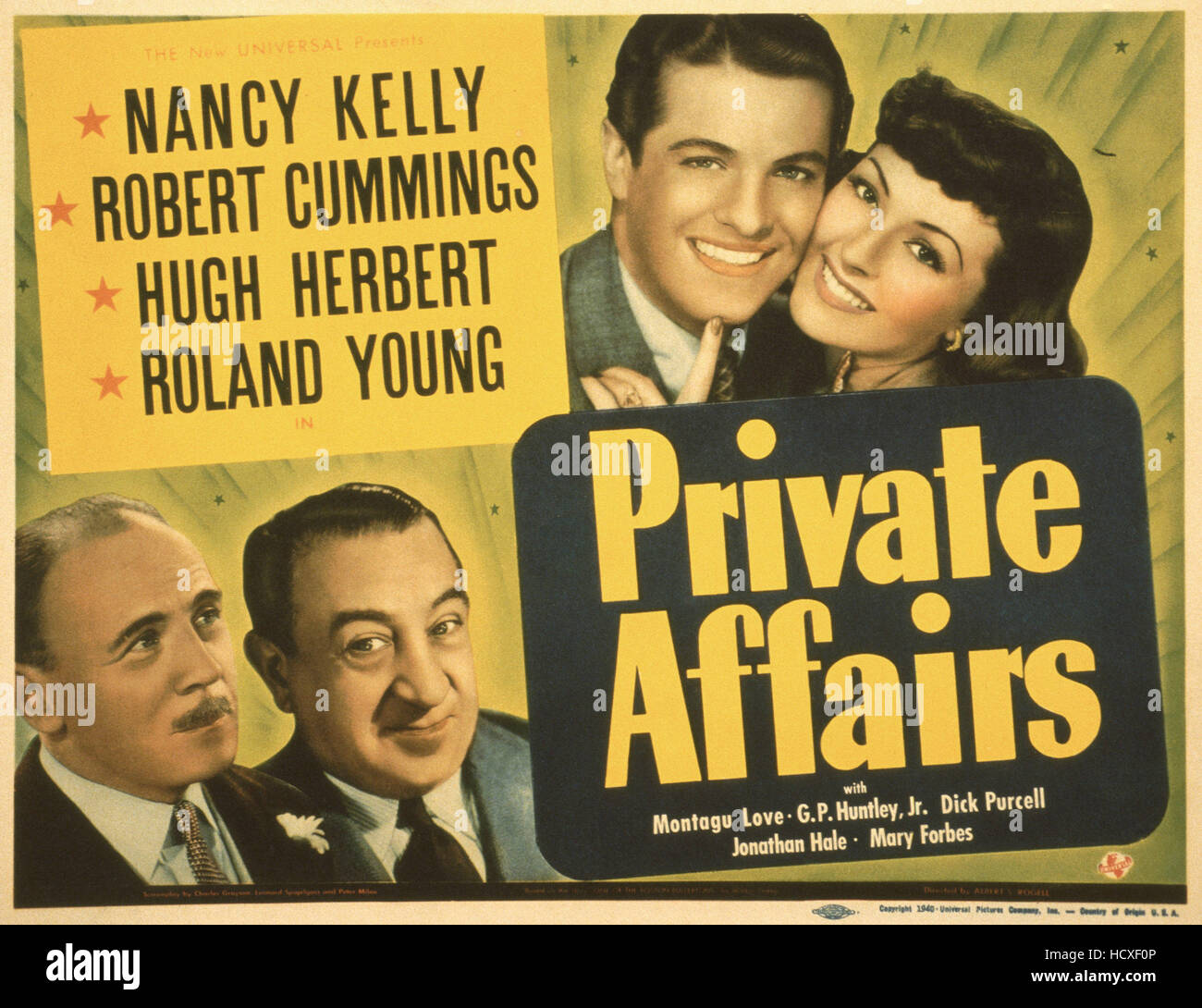 PRIVATE AFFAIRS, US poster, from left: Roland Young, Hugh Herbert ...
