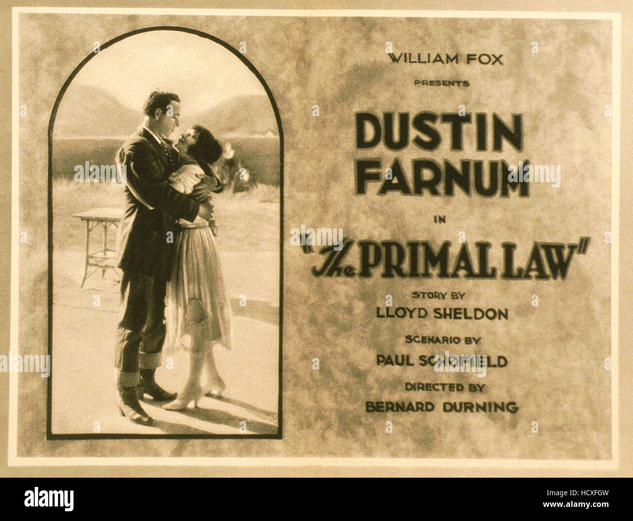THE PRIMAL LAW, US poster, from left: Dustin Farnum, Mary Thurman, 1921 ...