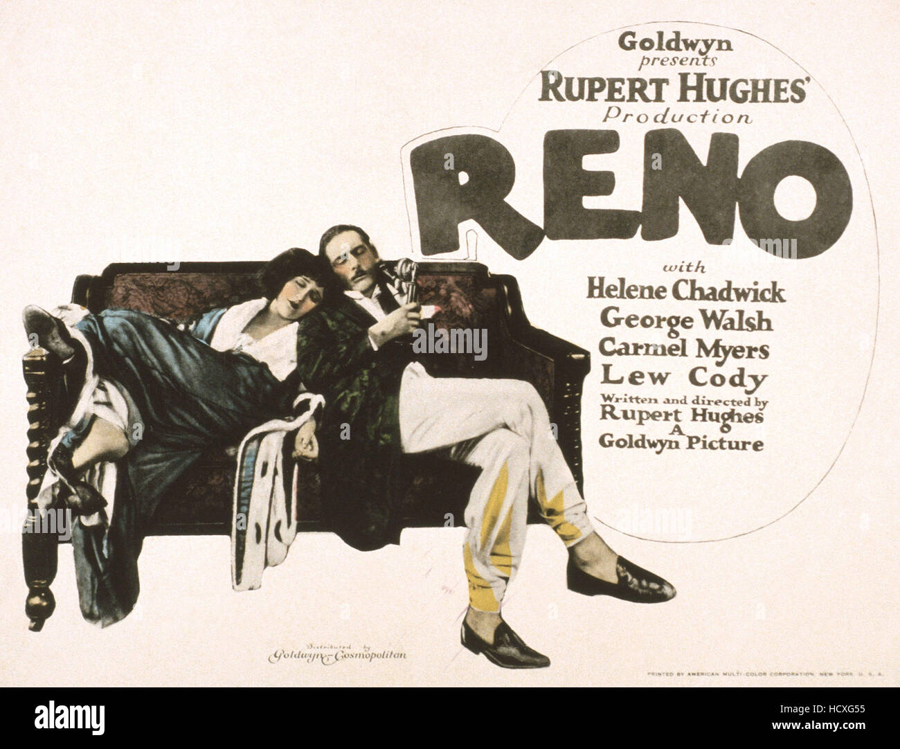 RENO, US poster, from left: Helene Chadwick, Lew Cody, 1923 Stock Photo ...