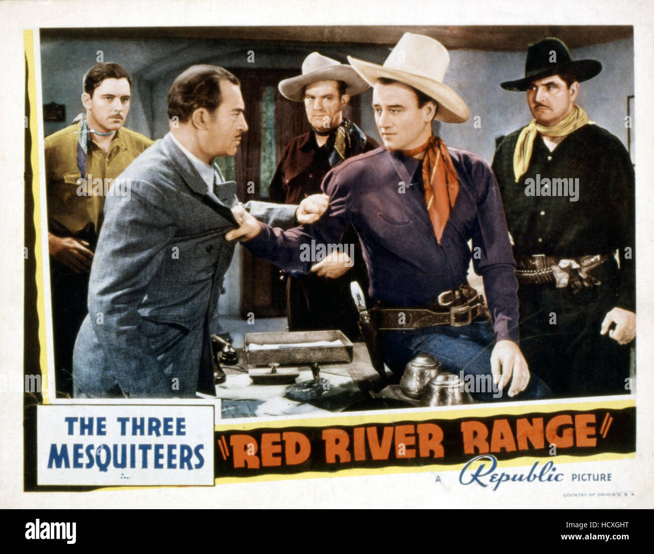RED RIVER RANGE, John Wayne, lobby card, poster art, 1938 Stock Photo ...