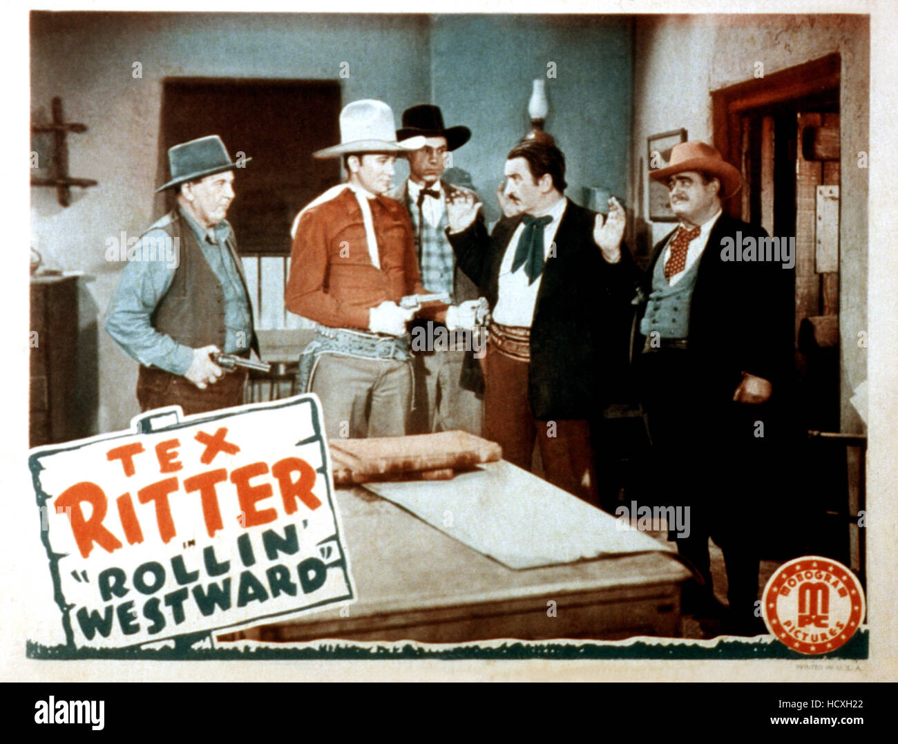 ROLLIN' WESTWARD, from left: Horace Murphy, Tex Ritter, Hank Worden ...