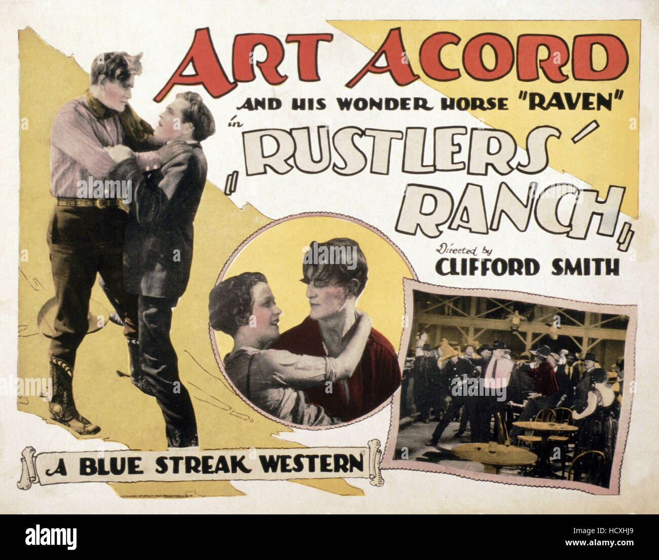 RUSTLERS' RANCH, US poster, Art Acord (left), in circle from left ...