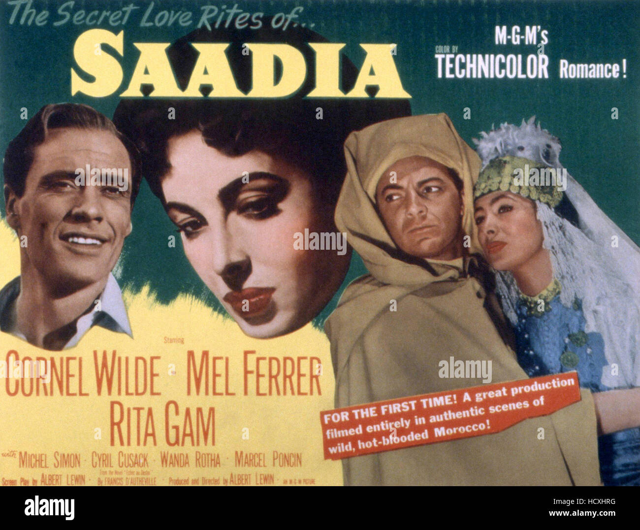 SAADIA, US lobbycard, Mel Ferrer, Rita Gam, Cornel Wilde, 1953 Stock Photo - Alamy