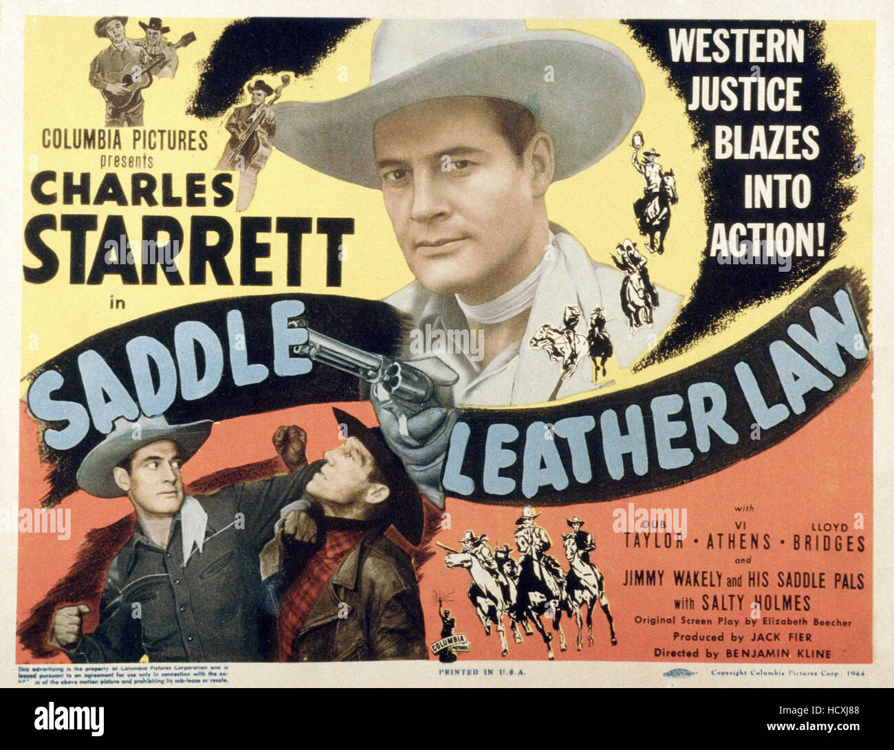 SADDLE LEATHER LAW, US poster, Charles Starrett (top and bottom left ...